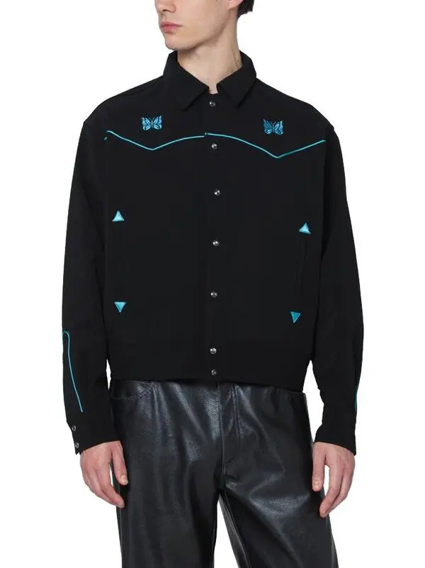 Needles Shirt With Light-blue Embroidery - Black