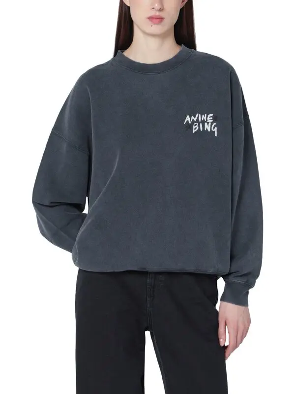 ANINE BING Washed Sweatshirt With Logo - Black