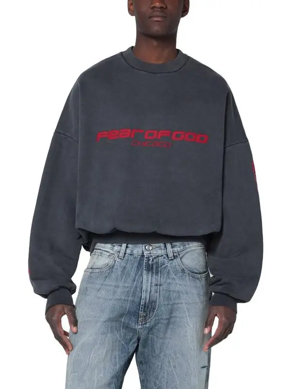 Fear Of God Washed Cropped Chicago Sweatshirt - Grey