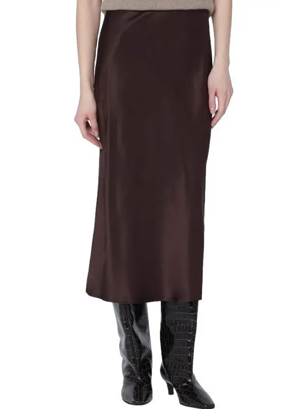 ANINE BING Silk Bar Midi Skirt - Brown