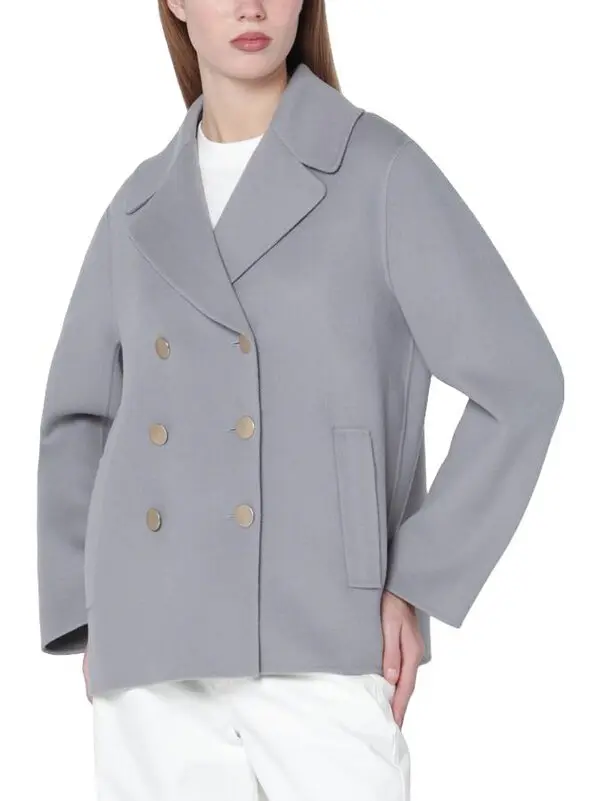 Max Mara Air-jacket In Wool Drap - Blue