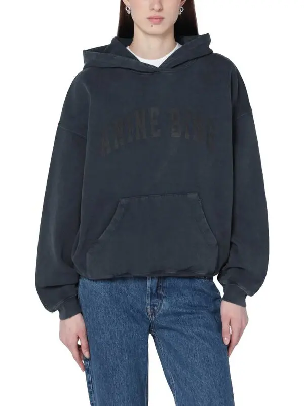 ANINE BING Hoodie With Logo And Distressing - Black