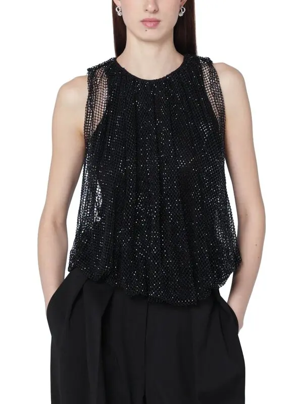 Sportmax Mesh Top With Crystals - Black