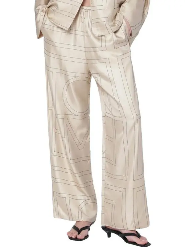 TOTEME Monogram Silk Trousers - White
