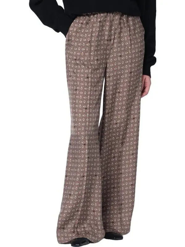 Max Mara Printed Wide-leg Silk Trousers - Brown