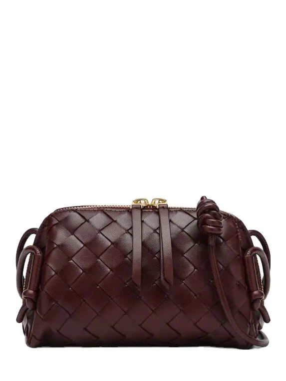 Bottega Veneta Plaited Concert Clutch Bag - Burgundy