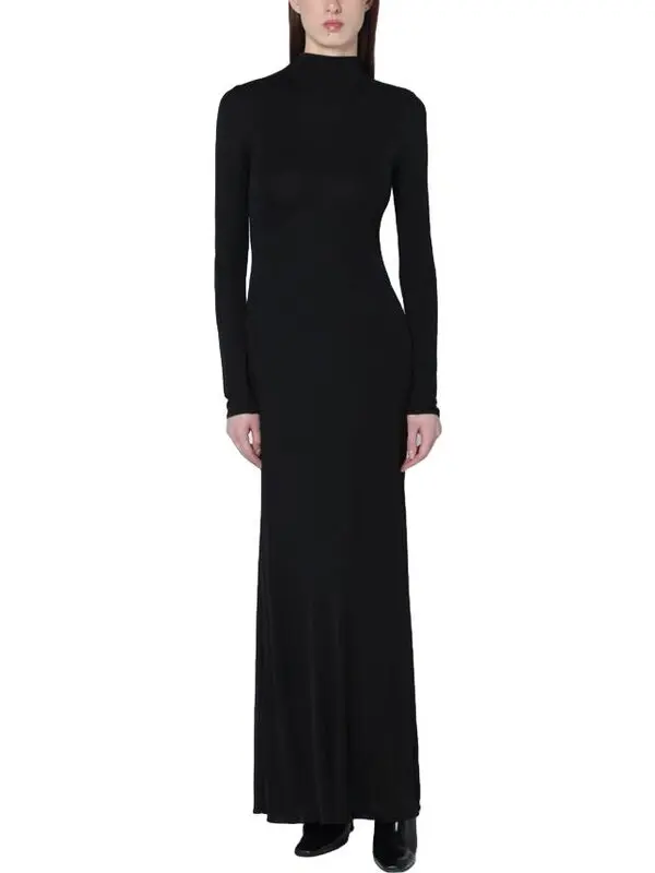 Alaïa Long Dress With Back Draping - Black