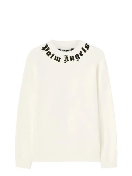 Palm Angels Logo Crewneck Sweatshirt - White/black