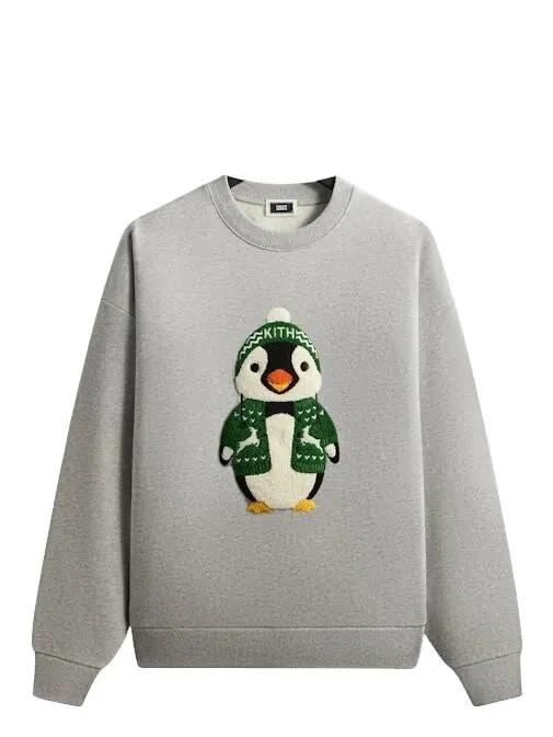 Kith Kithmas Penguin Nelson Crewneck Sweatshirt - Medium Heather Grey