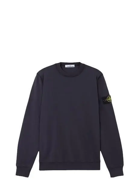 Stone Island 6100060 Organic Cotton Fleece Crewneck Sweatshirt - Ink Blue