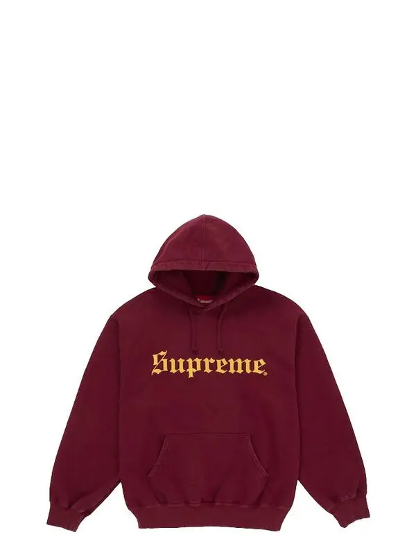 Supreme Washed Old English Hooded Sweatshirt - Cardinal