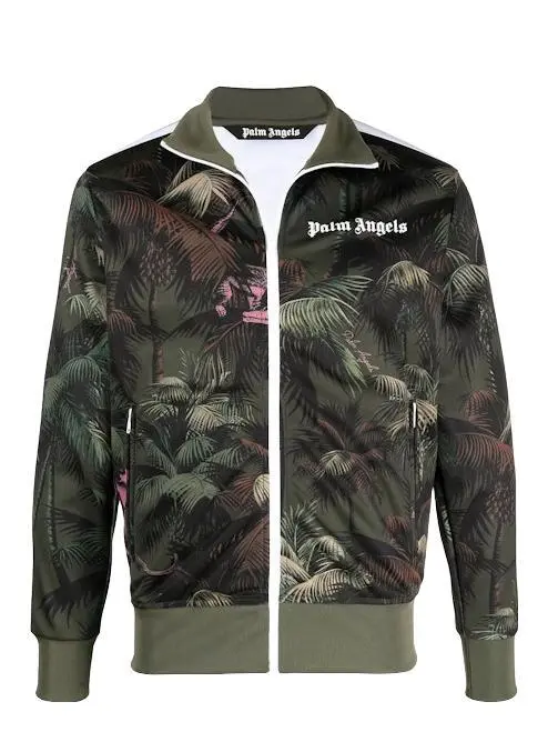 Palm Angels Leaf Print Track Jacket - Green