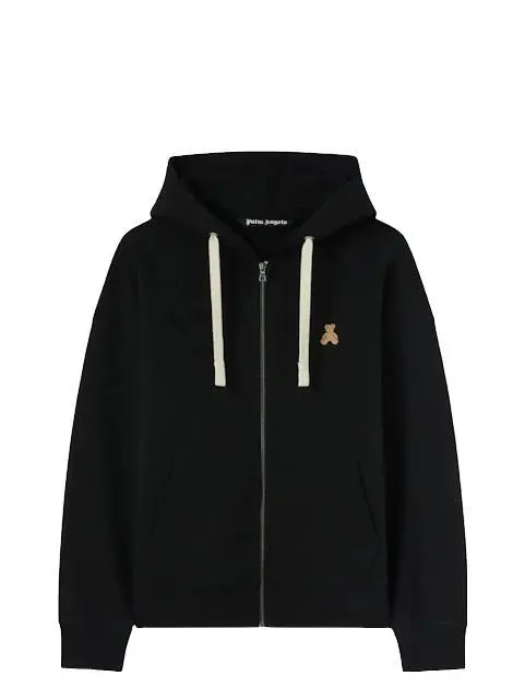 Palm Angels Bear In Mind Zip Hoodie - Black/white/brown