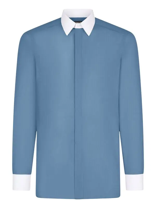 TOM FORD Cotton Poplin Shirt - Blue