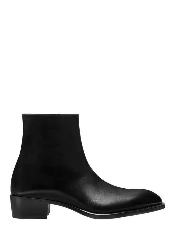 TOM FORD Leather Ankle Boots - Black