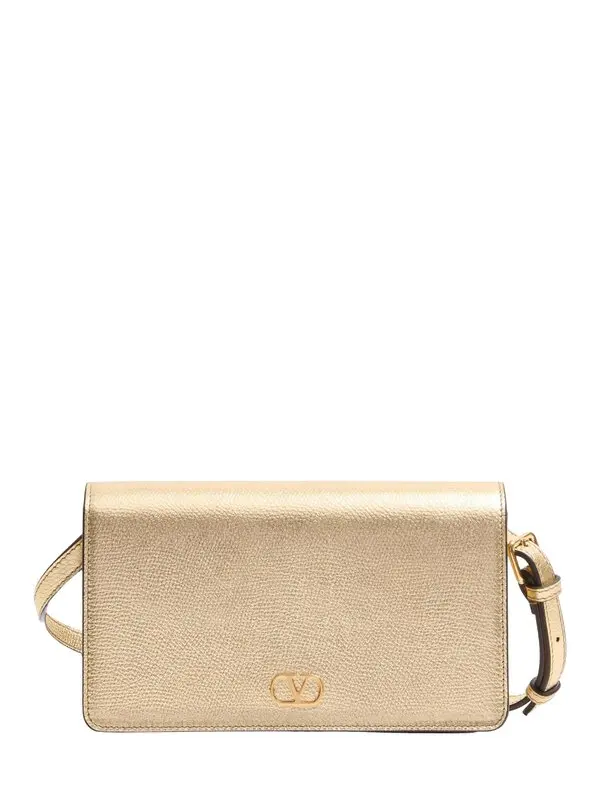 Valentino Garavani Mini Leather Vlogo Shoulder Bag - Gold