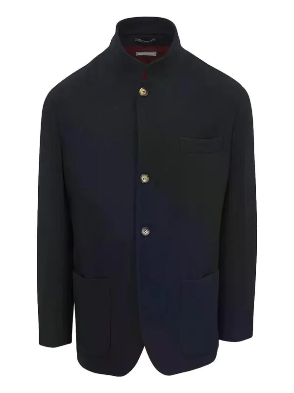 Brunello Cucinelli Mandarin-collar Coat - Blue
