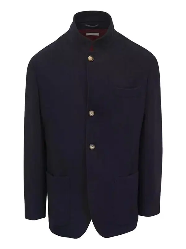 Brunello Cucinelli Mandarin-collar Coat - Blue
