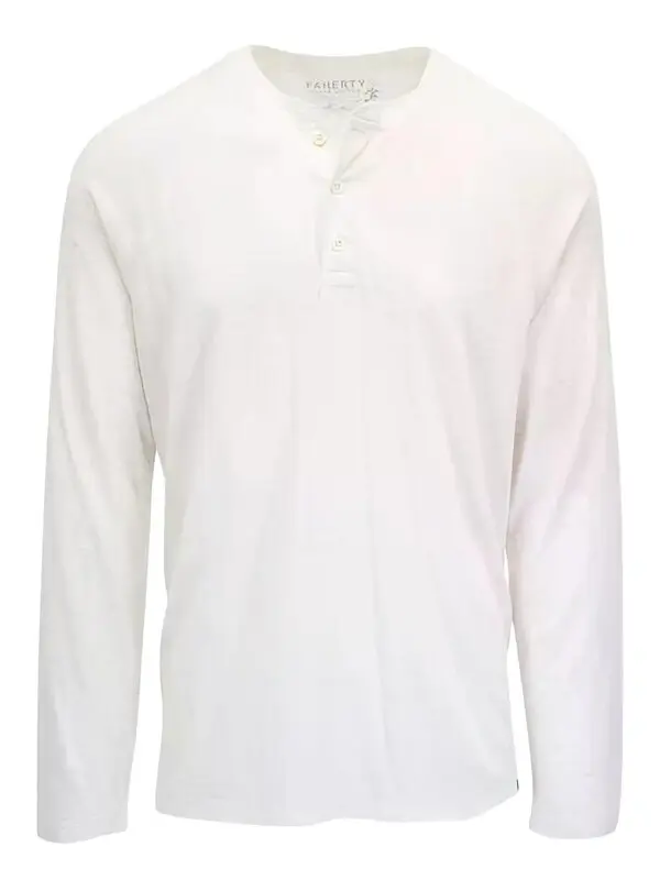 Faherty Brand Buttoned Long-sleeve Henley T-shirt - Neutrals