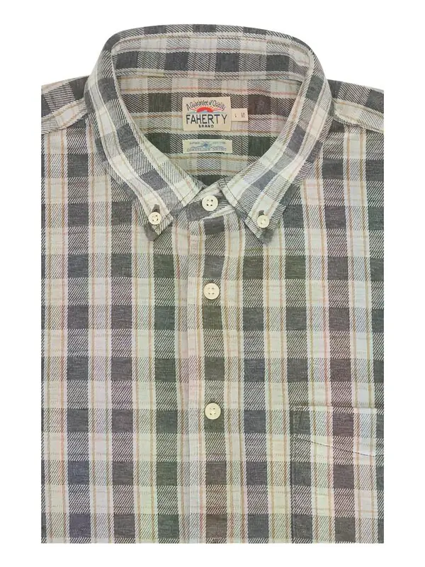 Faherty Brand Buttoned Plaid Shirt - Grey