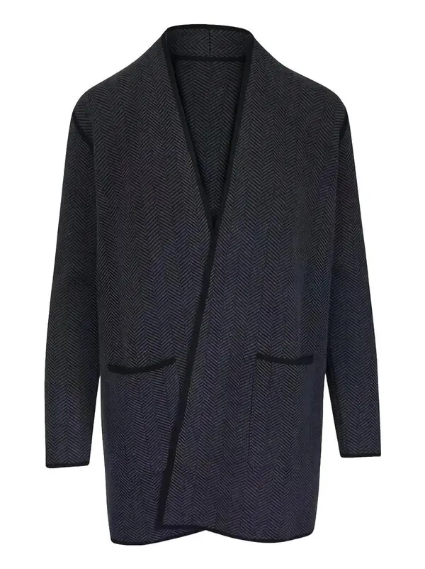 Kinross Cashmere Herringbone Pocket Coat - Grey