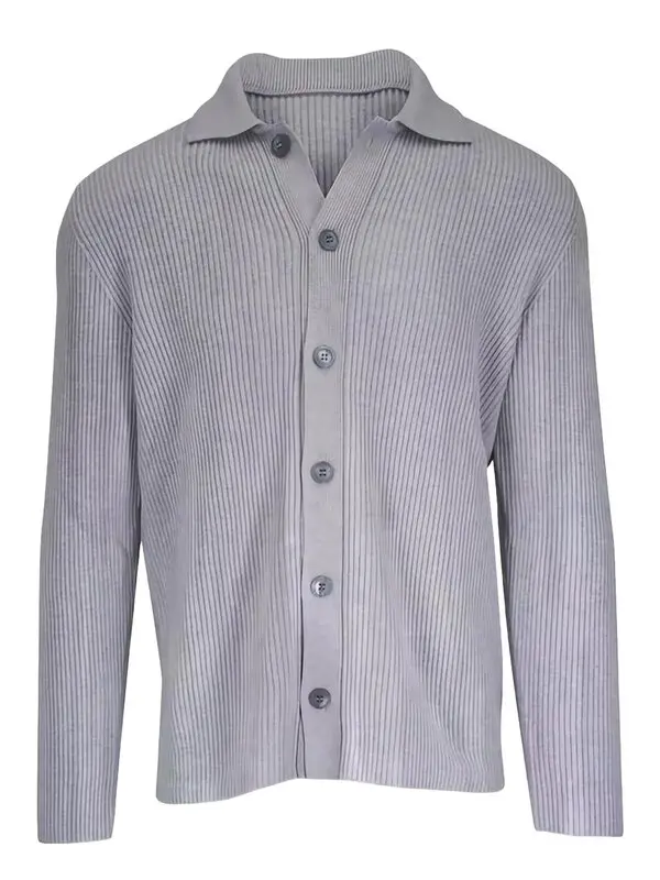 GRAN SASSO Collared Ribbed Cardigan - Grey