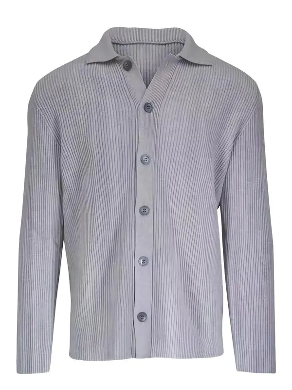 GRAN SASSO Collared Ribbed Cardigan - Grey