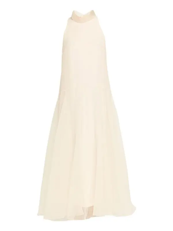 Brunello Cucinelli Crispy Silk Chiffon Drop-waist Maxi Dress - Butter