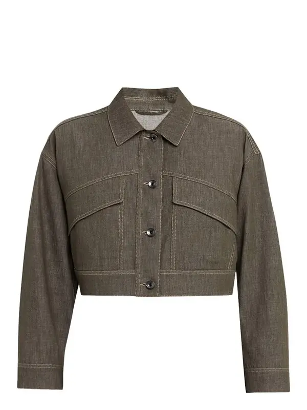 Brunello Cucinelli Denim Cropped Jacket - Olive Green