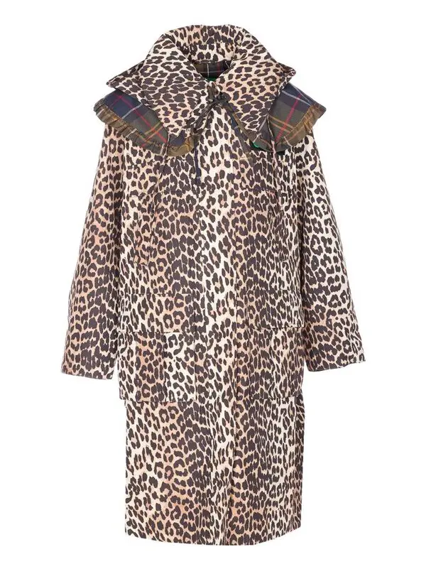 BARBOUR X GANNI Leopard Print Parka - Brown
