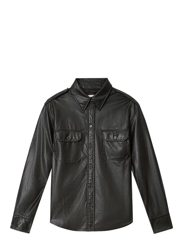 MARANT ETOILE Noee Faux Leather Shirt - Black
