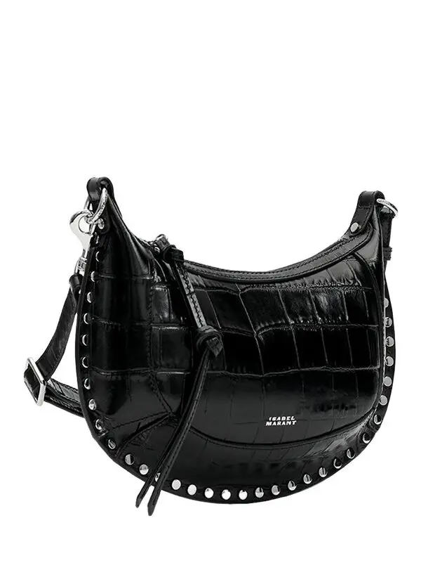 Isabel Marant Oskan Moon Leather Croco Bag - Black/silver