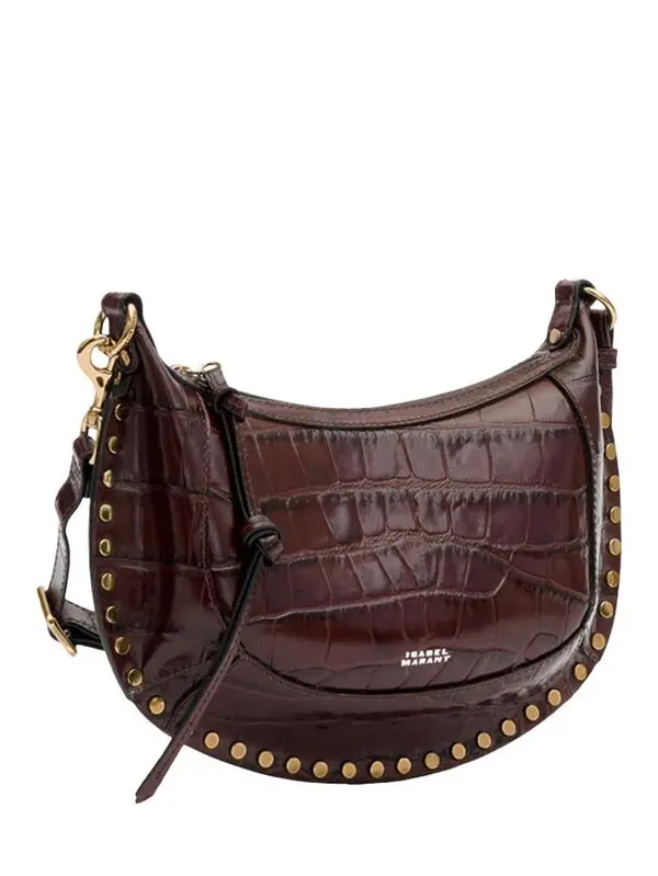 Isabel Marant Oskan Moon Leather Croco Bag - Burgundy