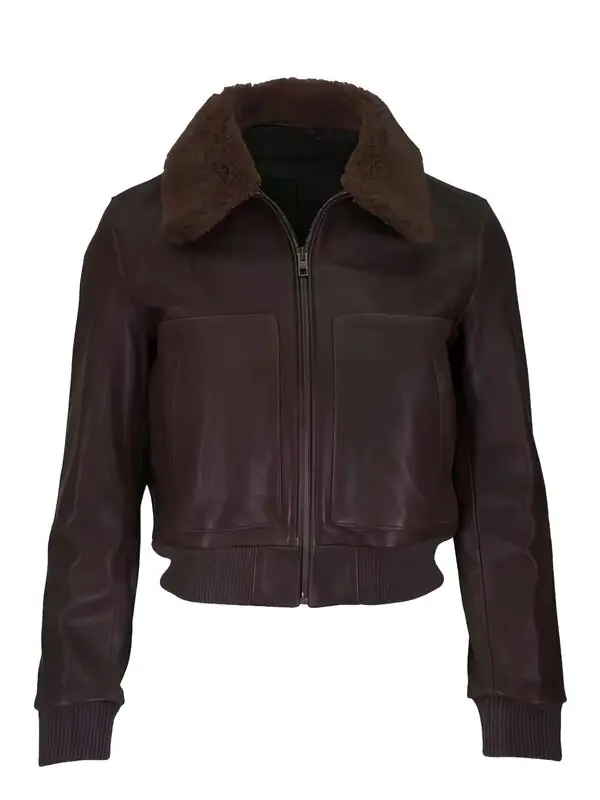 NILI LOTAN Shearling Collar Jacket - Brown