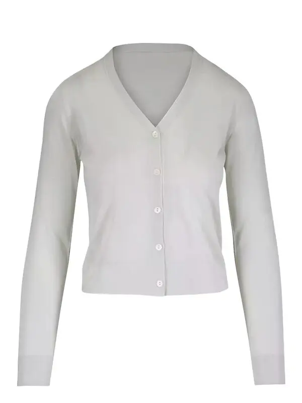 Kinross Cashmere V-neck Buttoned Cardigan - Neutrals