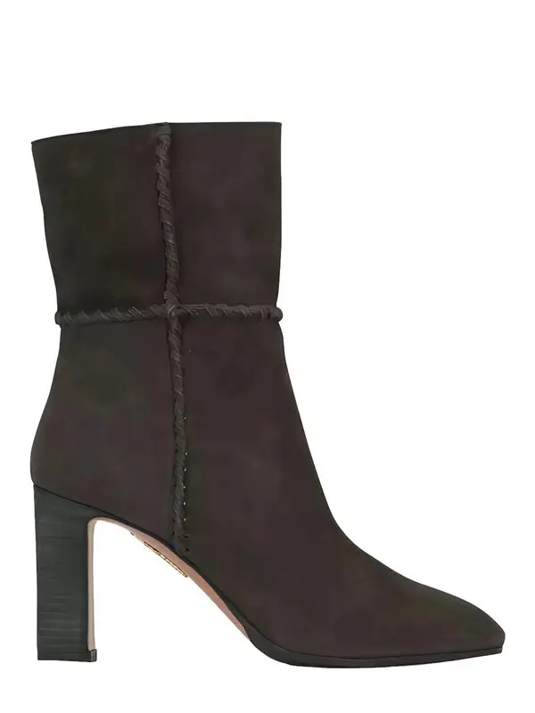 AQUAZZURA Braided Suede Short Boots - Brown