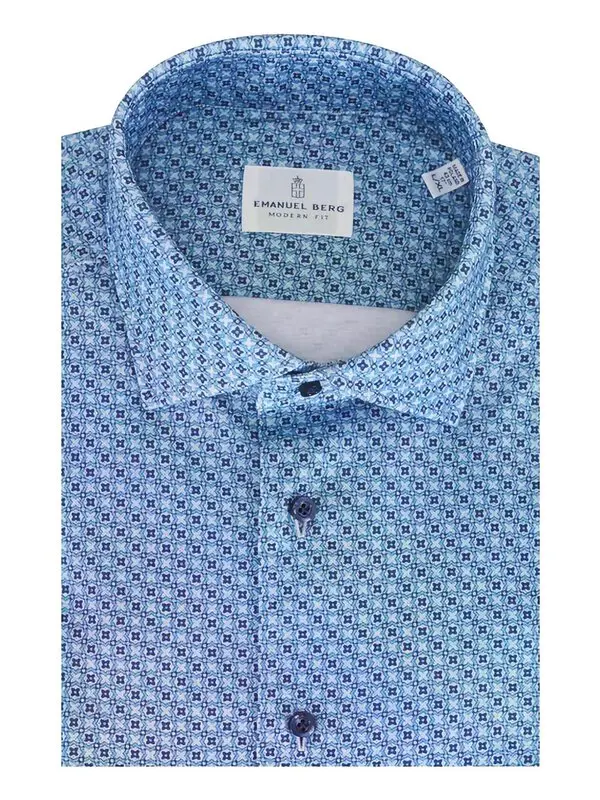 EMANUEL BERG Geometric-print Shirt - Blue