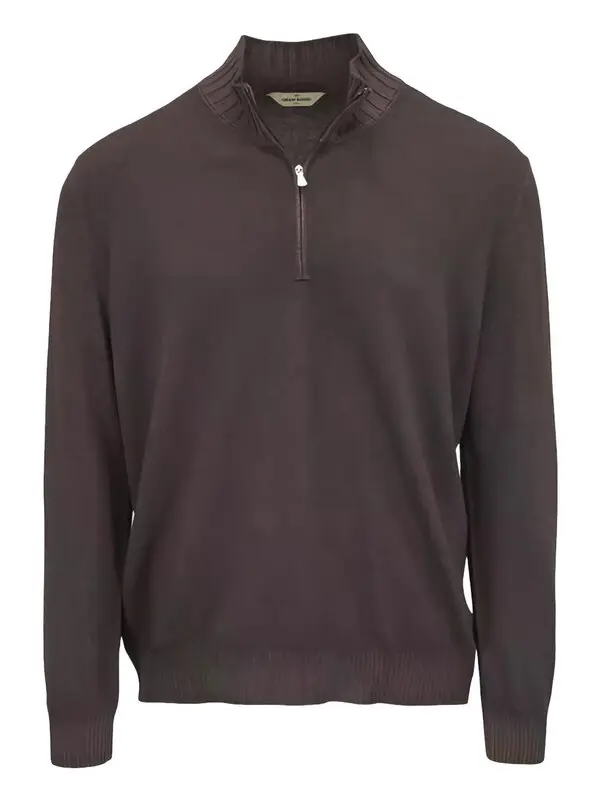 GRAN SASSO Zip Neck Knit Sweater - Brown