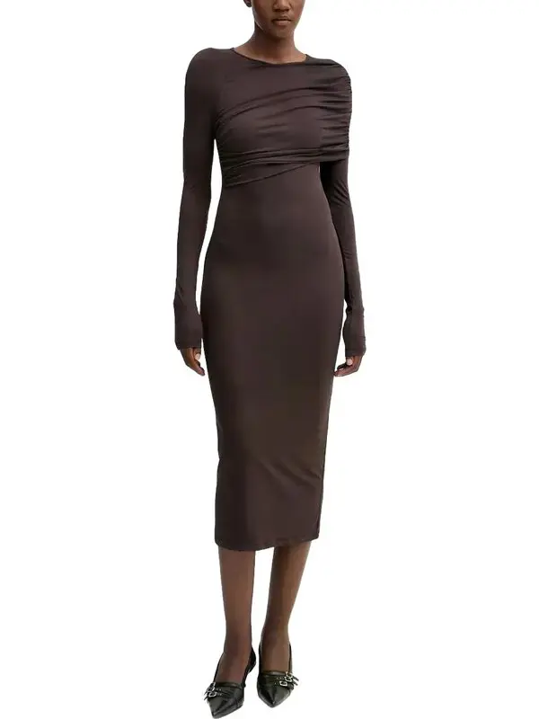 ANIYE BY Mavis Draped Midi Dress - Brown