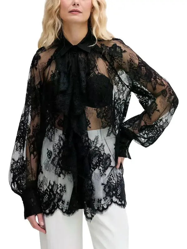 ANIYE BY Lace Ruffled Shirt - Black