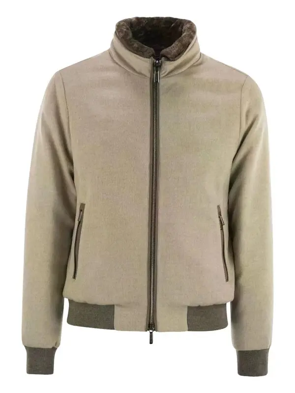 MOORER Padded Bomber Jacket - Neutrals