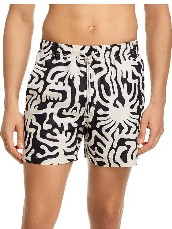 Oas Loefy Patterned Swim Shorts - Black