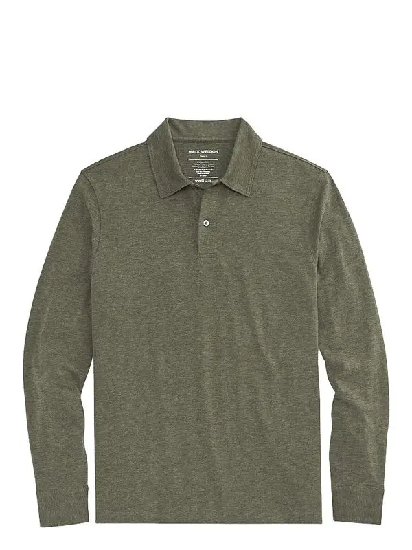 Mack Weldon Silver Pima Cotton Long Sleeve Polo Shirt - Sage Heather