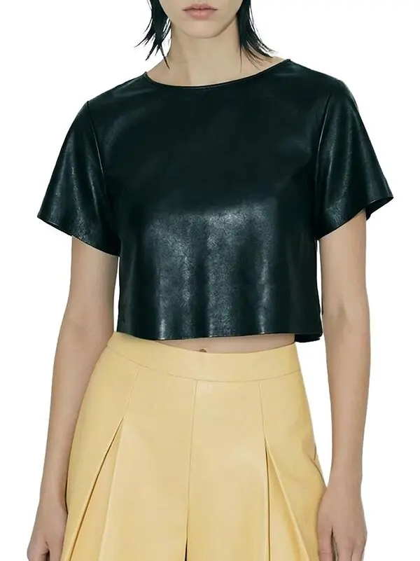 AS By DF Beck Upcycled Leather Tee - Black
