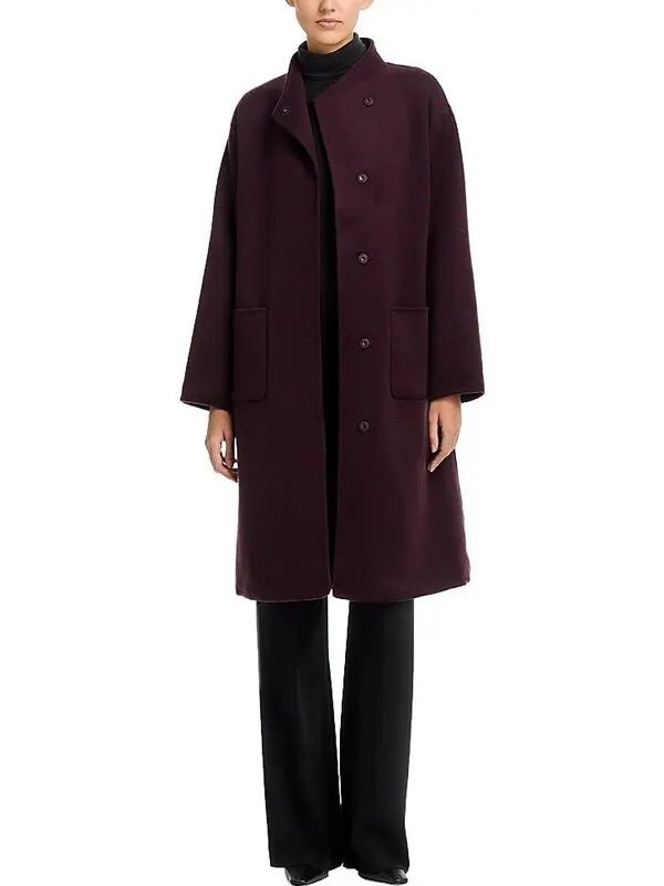 Eileen Fisher High Collar Wool Coat - Casis