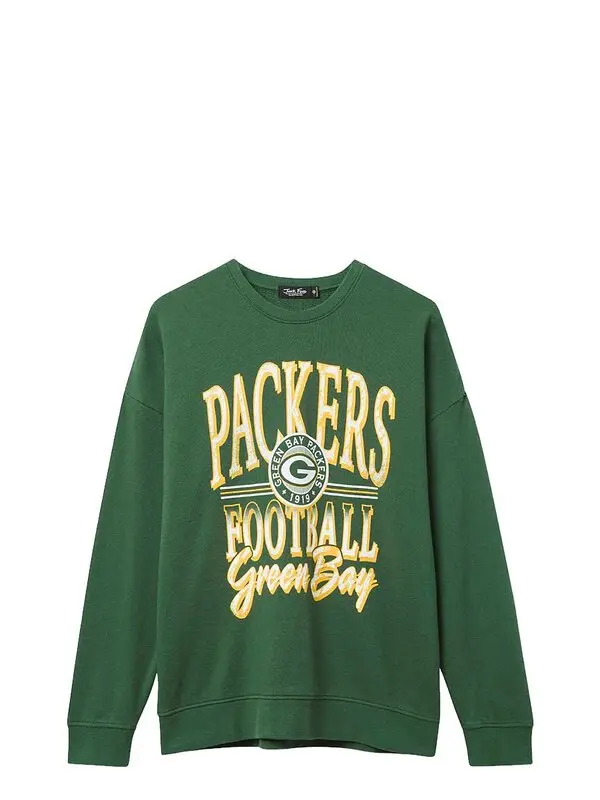 Junk Food Clothing Nfl Green Bay Packers Lateral Crew Fleece - Hunter