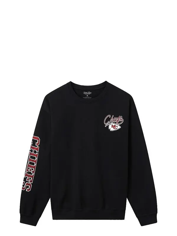 Junk Food Clothing Nfl Kansas City Chiefs Glitter Fleece Crew - Black