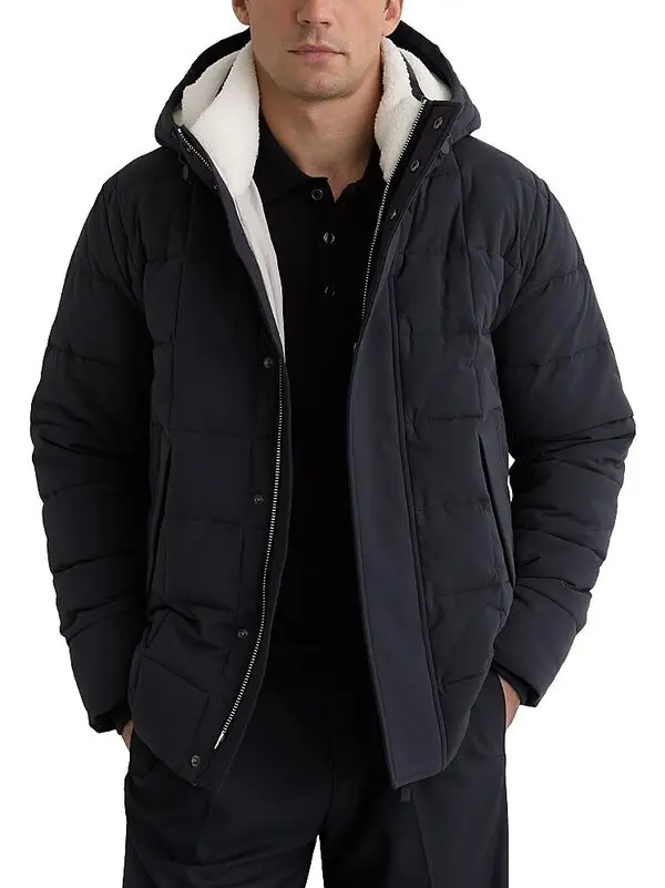 REISS Klause Long Sleeve Quilted Puffer Jacket - Navy