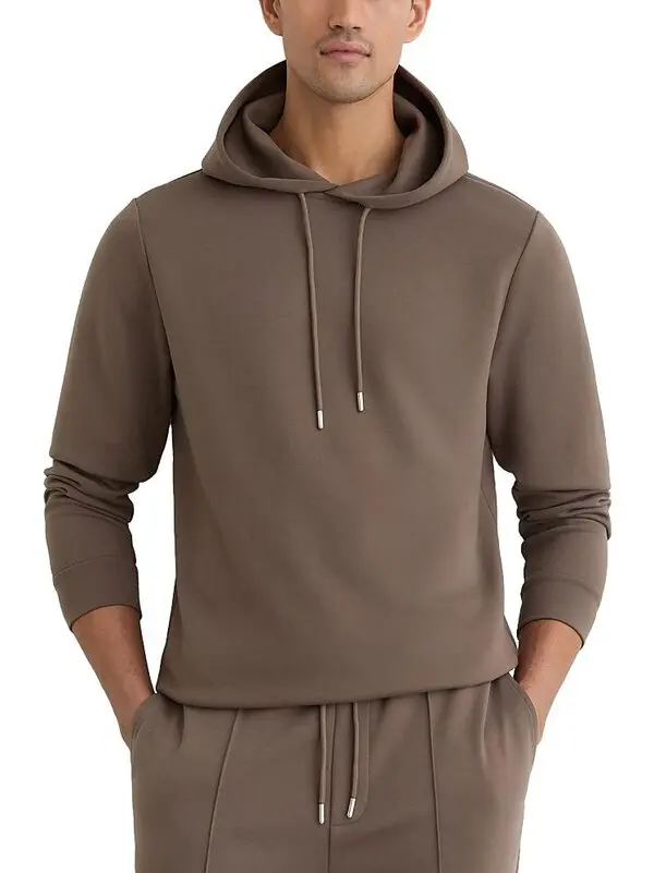 REISS Fabien Interlock Hoodie - Light Brown