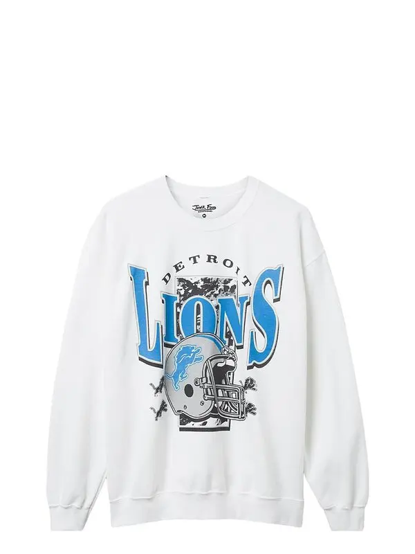 Junk Food Clothing Nfl Detroit Lions Conversion Fleece Crewneck - White